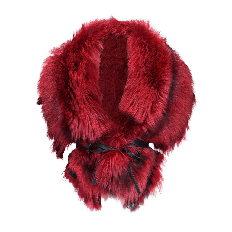 Luxurious Oversized Fuchsia Fox Fringe Fur Statement Stole Wrap For ...