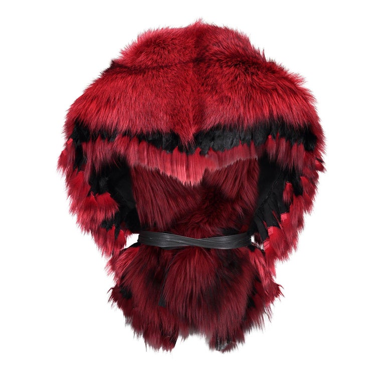 Luxurious Oversized Fuchsia Fox Fringe Fur Statement Stole Wrap For ...