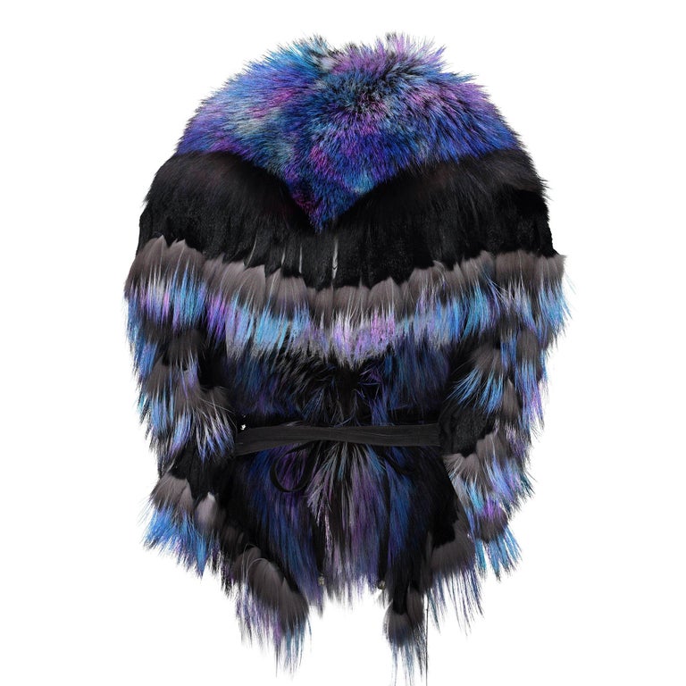 Luxurious Oversized Fuchsia Fox Fringe Fur Statement Stole Wrap For ...