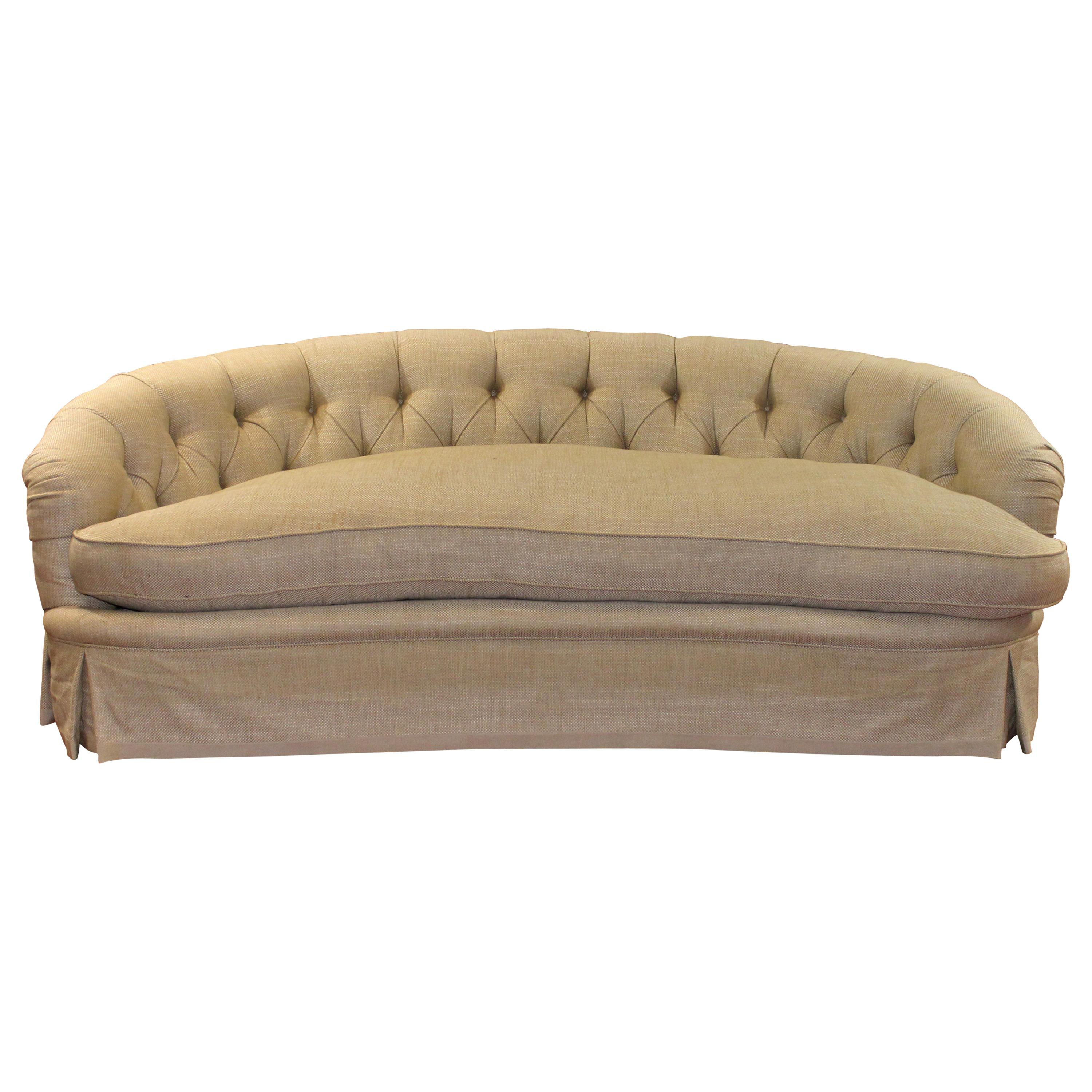 Spectacular Black Velvet Tufted Crescent-Shaped Curved Sofa, Hollywood ...