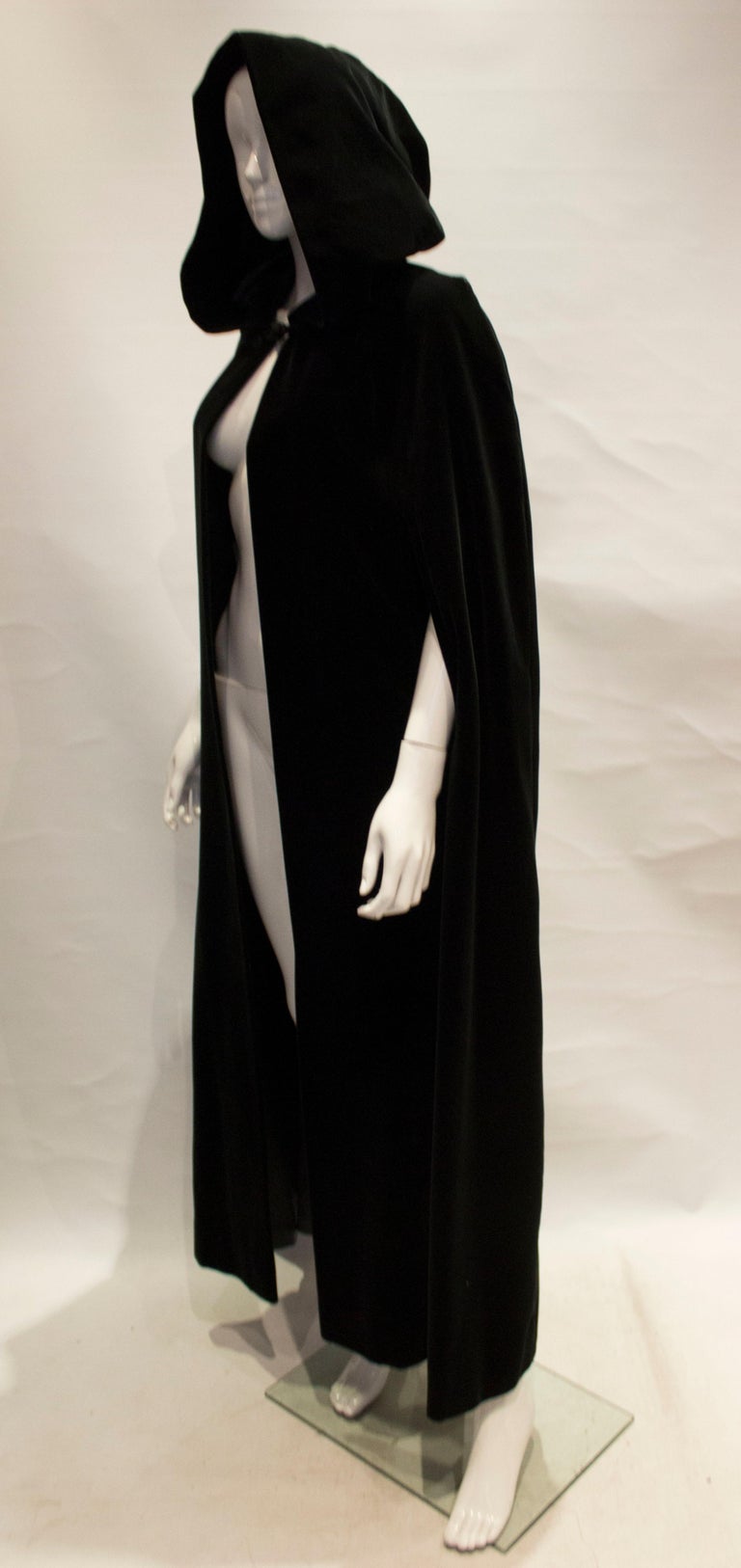 Luxurious Vintage Black Velvet Cape with Hood at 1stDibs | black velvet ...