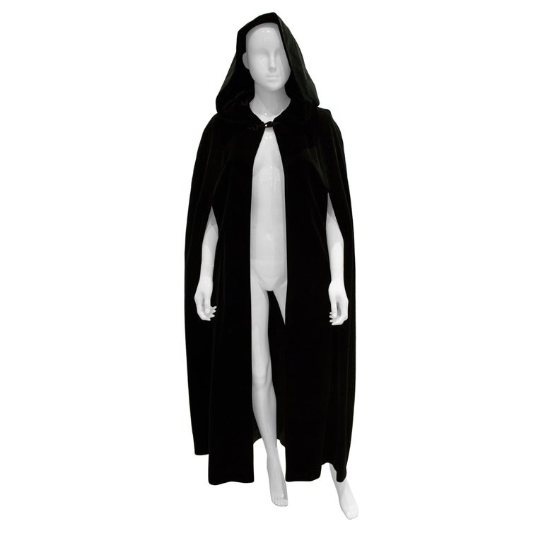 Luxurious Vintage Black Velvet Cape with Hood at 1stDibs | black velvet ...