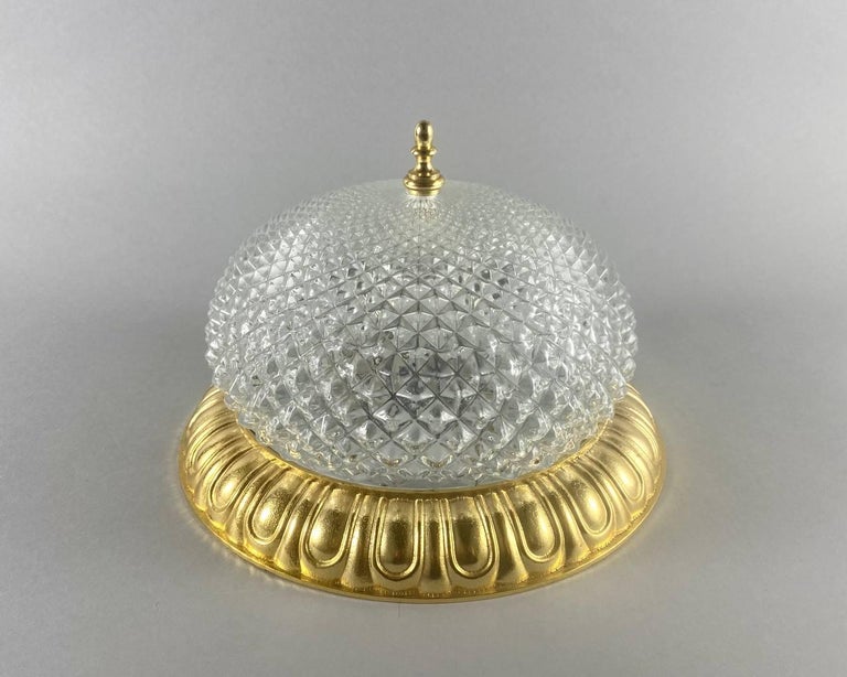 Luxurious Vintage Ceiling Lamp Glass Shade In Gilt Bronze Fittings For ...