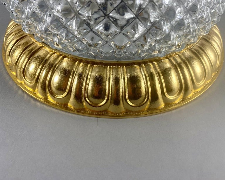 Luxurious Vintage Ceiling Lamp Glass Shade In Gilt Bronze Fittings For ...