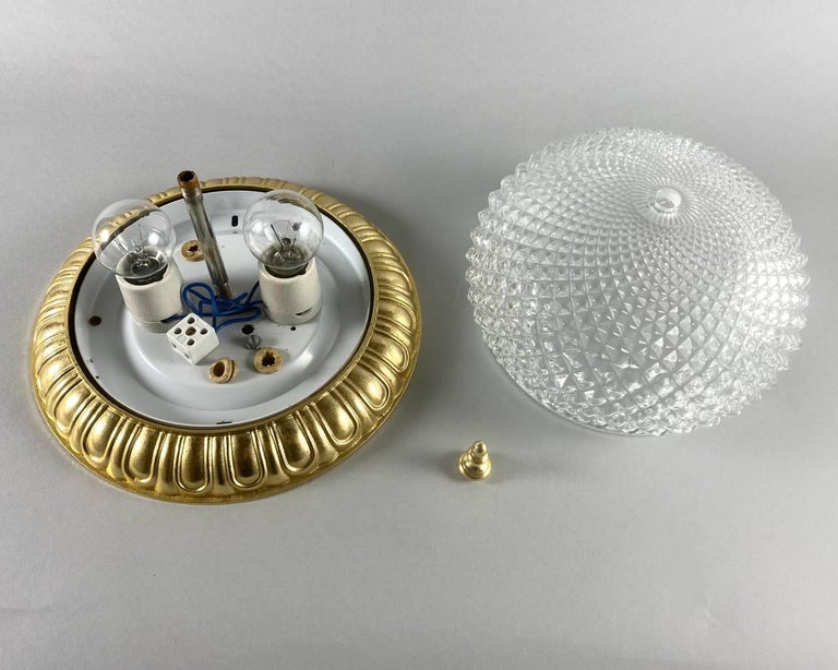 Luxurious Vintage Ceiling Lamp Glass Shade In Gilt Bronze Fittings For ...