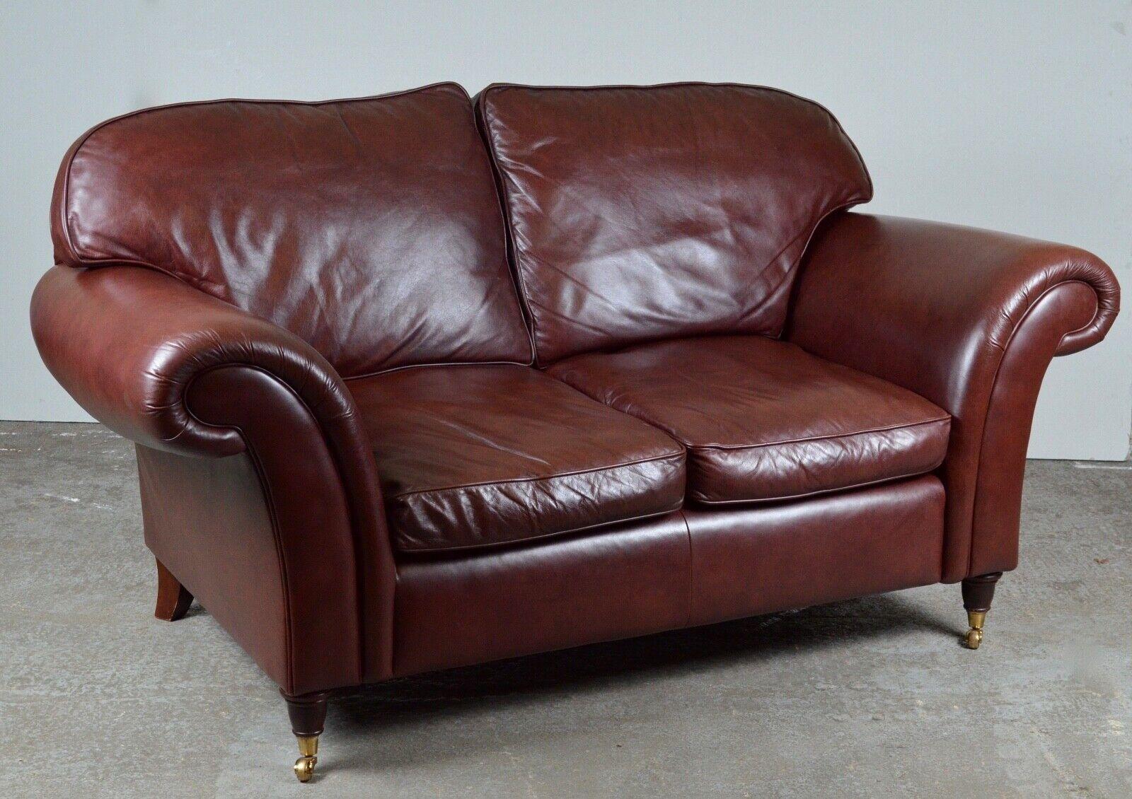 Luxury 2 Seater Heritage Brown Leather Laura Ashley Mortimer Sofa with ...