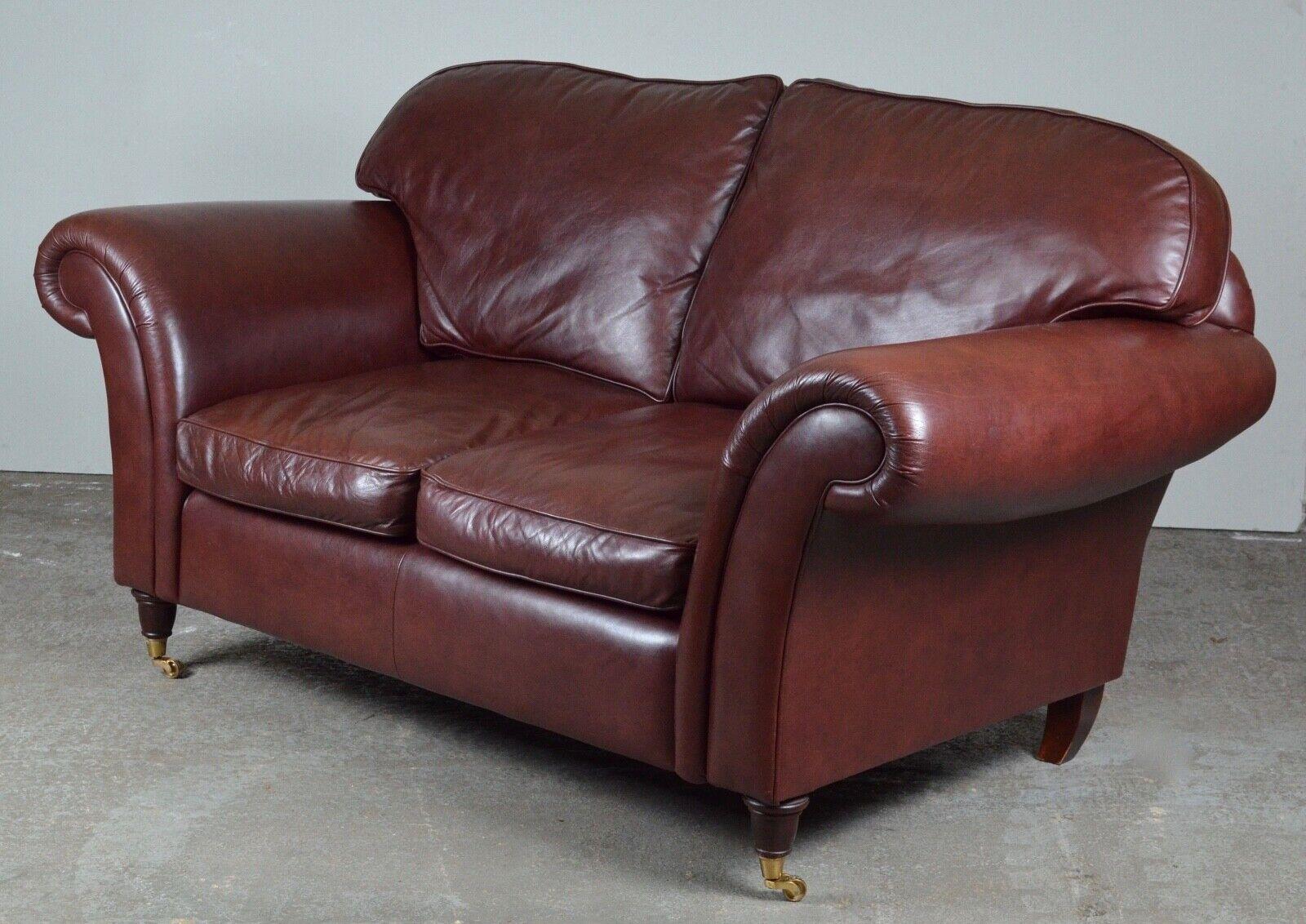 Luxury 2 Seater Heritage Brown Leather Laura Ashley Mortimer Sofa with ...
