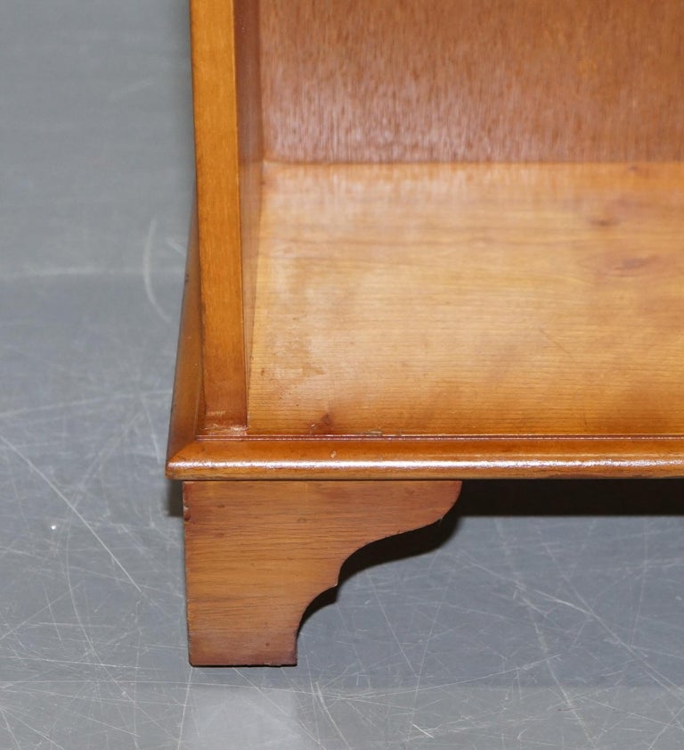 Luxury Burr Yew Wood Vintage Two Drawer Open Dwarf Library Bookcase Sideboard at 1stDibs