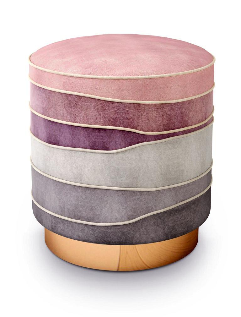 Luxury Contemporary "Paris" Pink Velvet Upholstered Ottoman, Pouf or ...