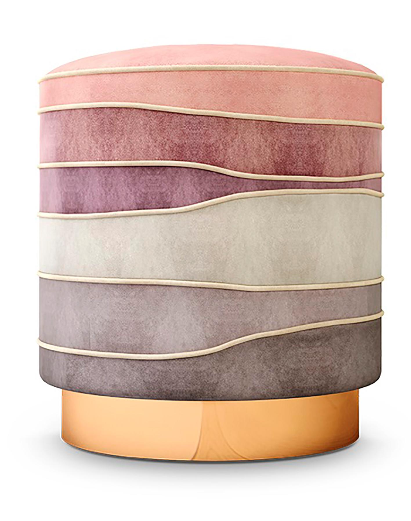 Luxury Contemporary "Paris" Pink Velvet Upholstered Ottoman, Pouf or ...