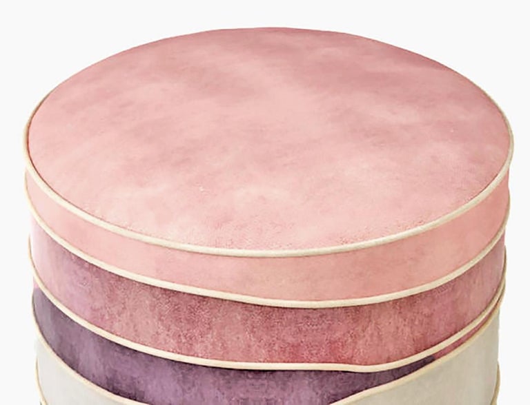 Luxury Contemporary "Paris" Pink Velvet Upholstered Ottoman, Pouf or ...