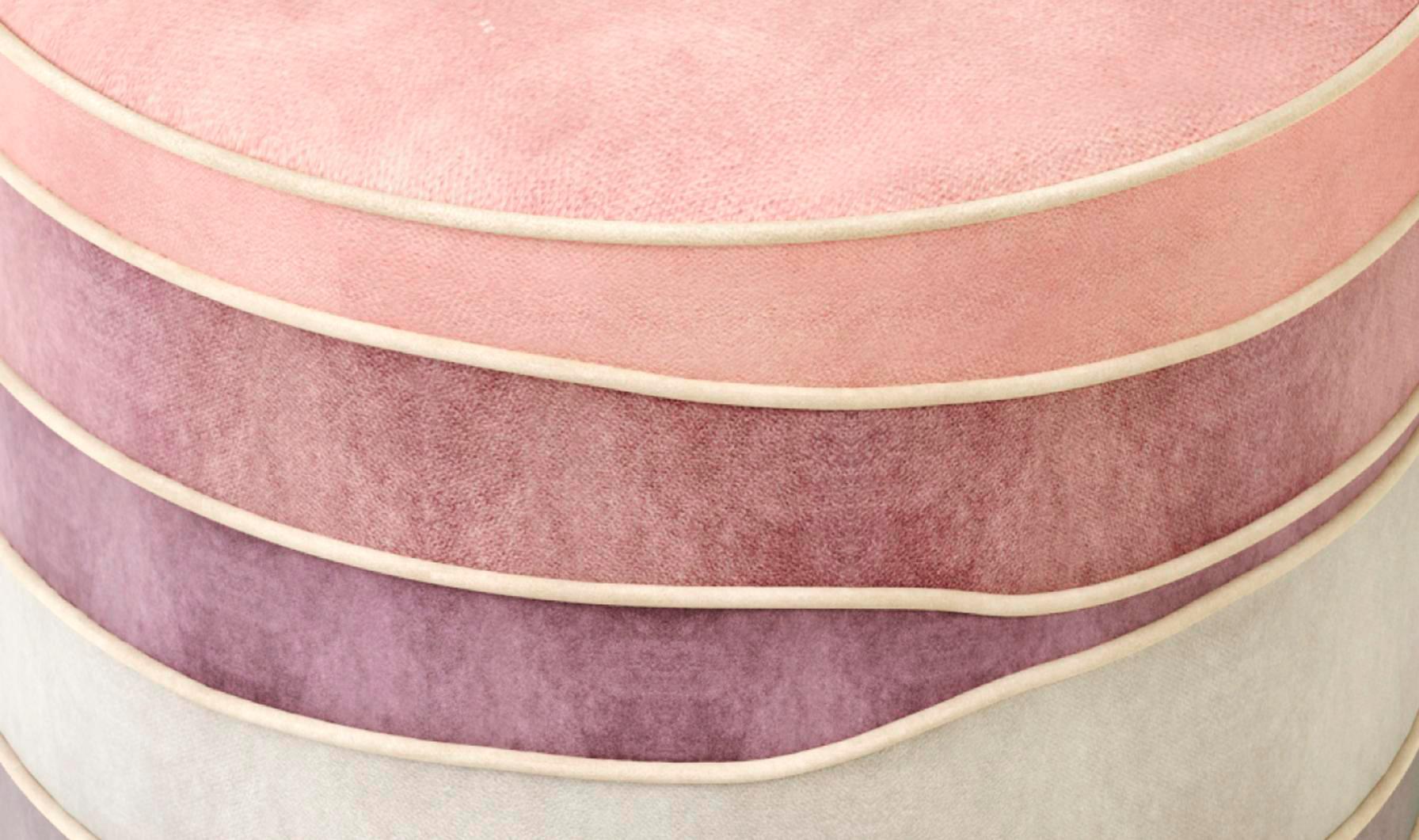 Luxury Contemporary "Paris" Pink Velvet Upholstered Ottoman, Pouf or ...
