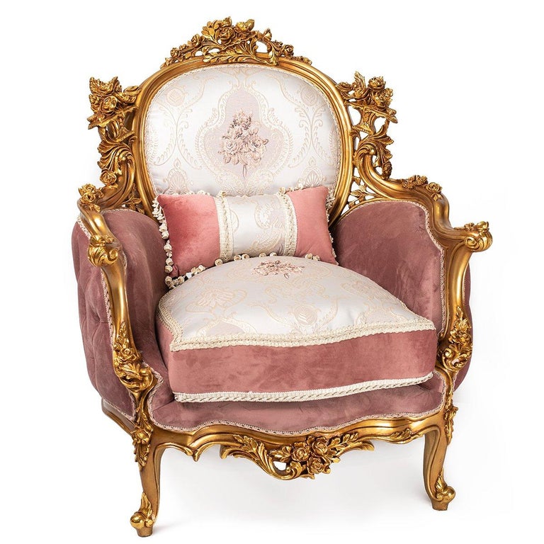 Luxury Gold Gilded Victorian Style Living Room '6 Pieces', 20th Century ...