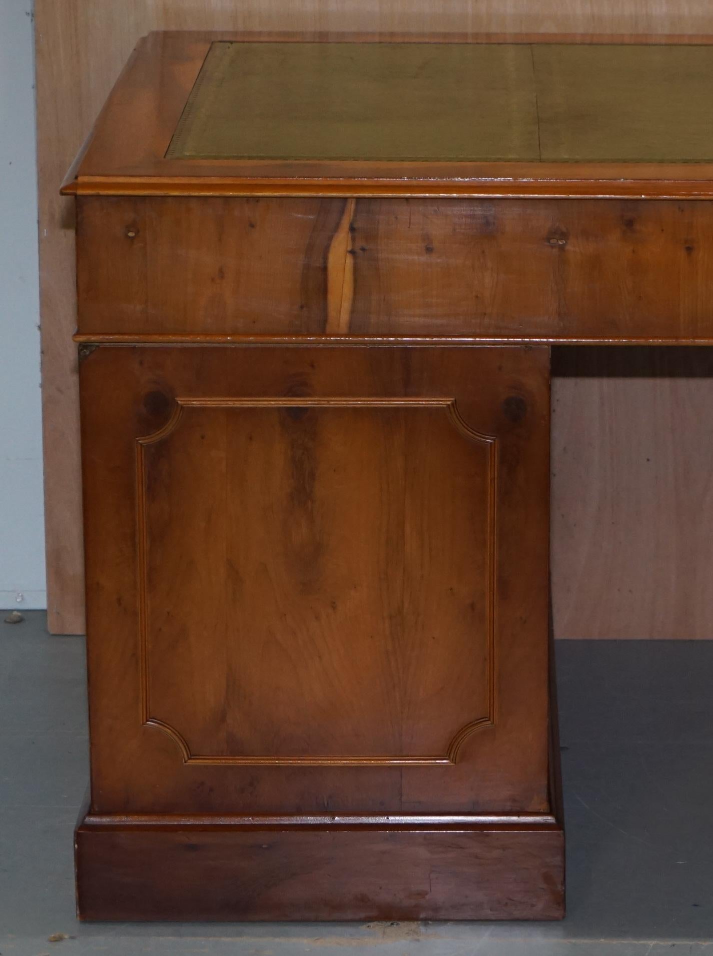 Luxury Huge Extra Legroom Burr Yew Wood Twin Pedestal Partner Desk ...