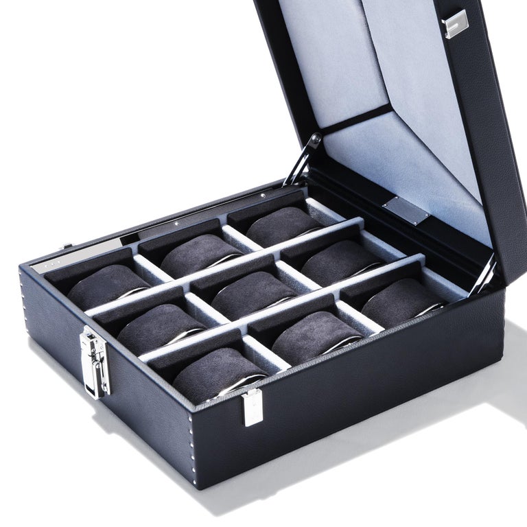 Luxury Nine Watch Box Black or Cognac For Sale at 1stDibs