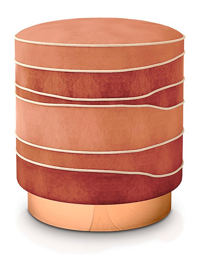 Luxury "Paris" Pink Velvet Upholstered Ottoman, Pouf or Stool at 1stDibs