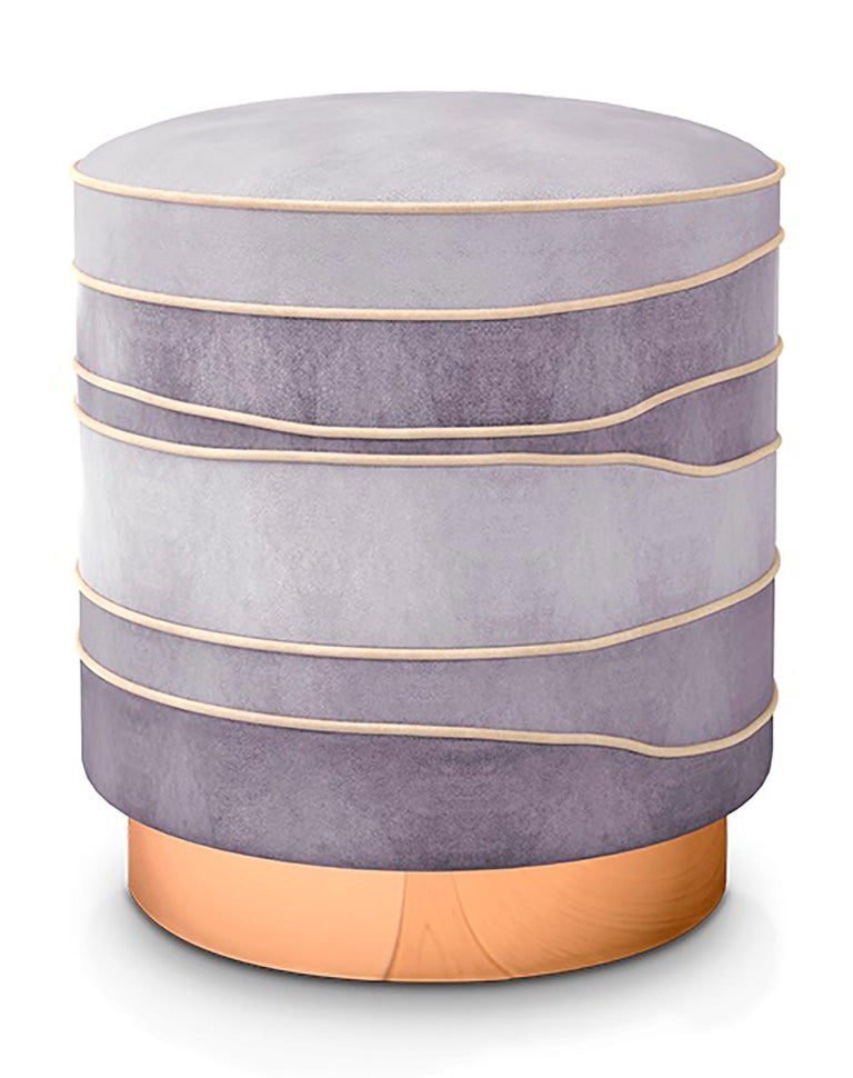 Luxury "Paris" Pink Velvet Upholstered Ottoman, Pouf or Stool at 1stDibs