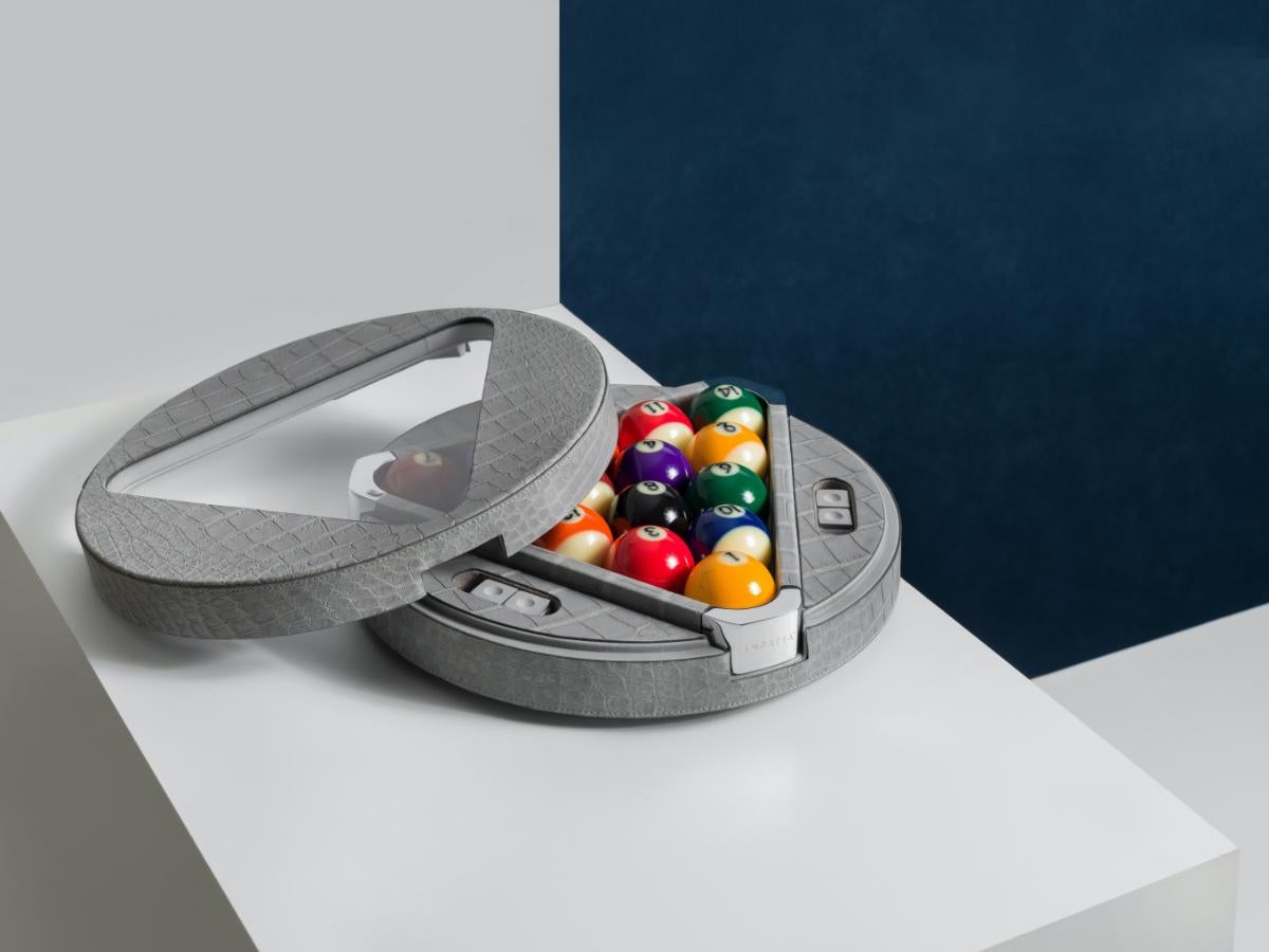 Luxury Alligator Billiards Game Set with Chrome and Glass Detailing For ...