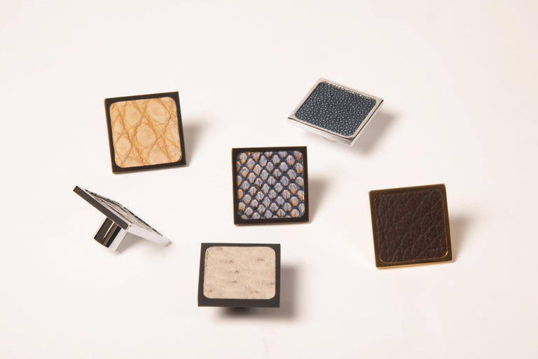 Luxury Pull Handle, Various Metal and Leather Color Finishes Square ...