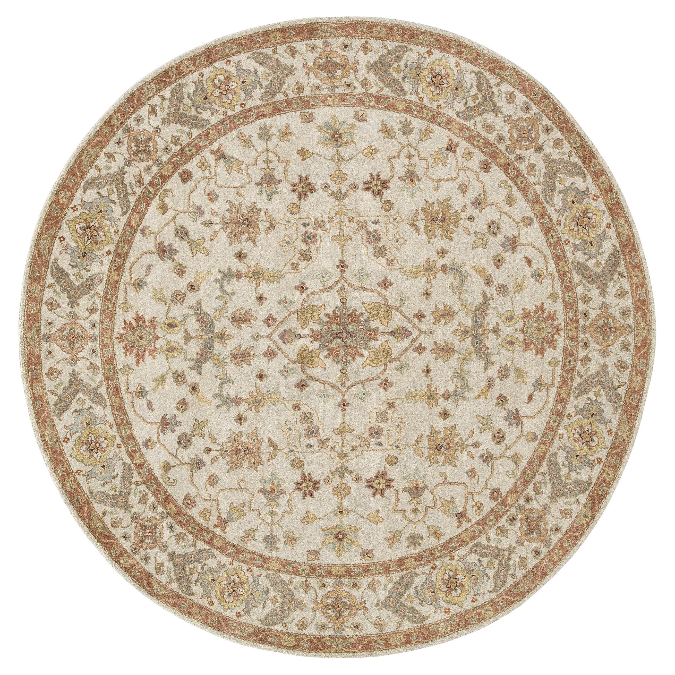 Luxury Traditional Hand-Knotted Herati Cream 12x12 Round Rug For Sale ...