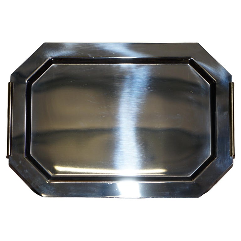 Luxury Van Cleef and Arpels Paris Chrome Serving Tray with Gold Gilt ...