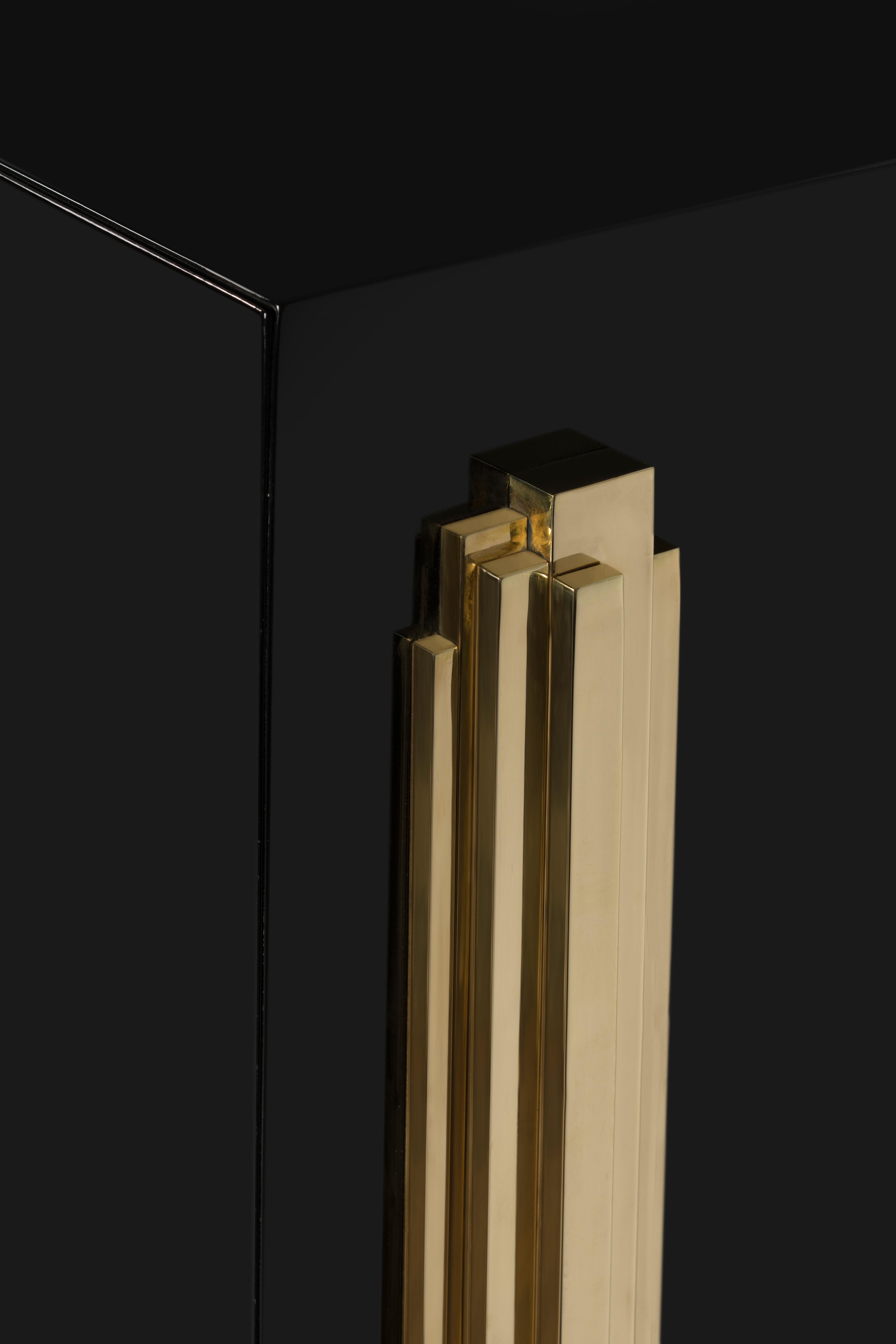 Darian Sideboard in Black Lacquer with Gold-Plated Brass Detail For ...