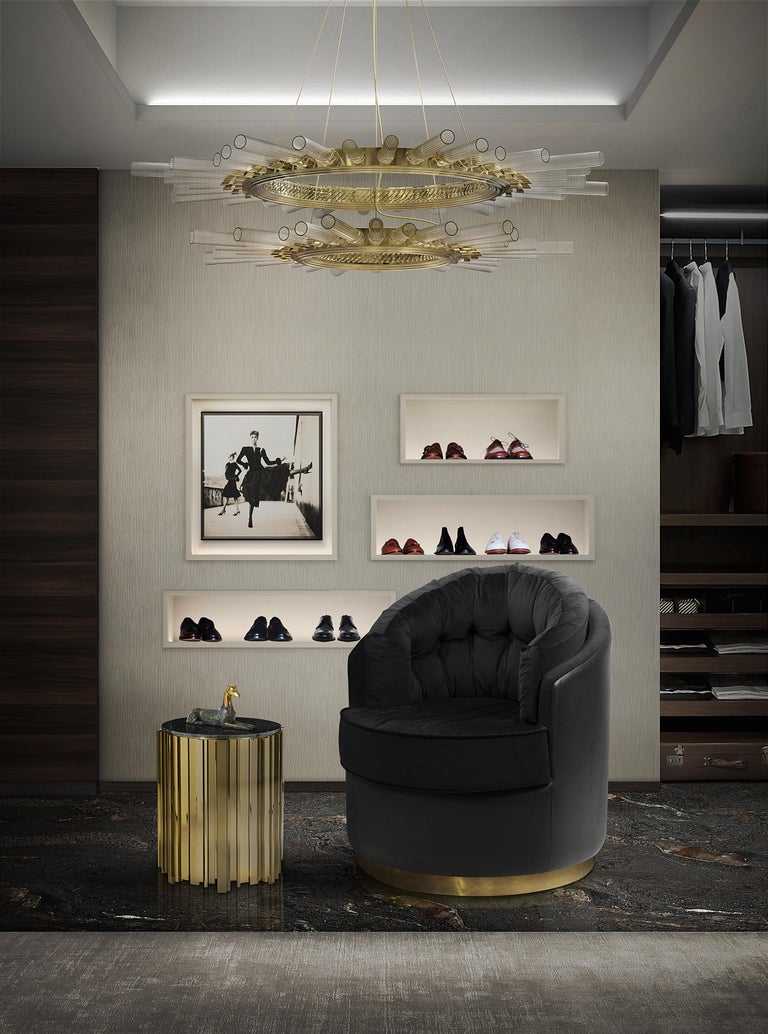 Luxxu Empire Small Side Table with Brass Base and Nero Marquina Marble ...