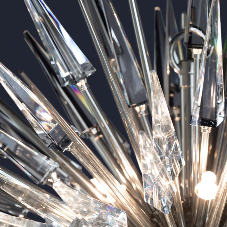 Explosion Pendant Light with Brass Arms and Crystal Glass Details For ...