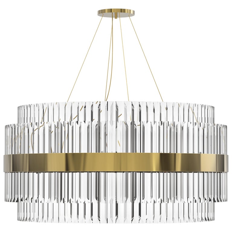 Liberty Pendant Light in Gold-Plated Brass and Crystal Glass For Sale ...