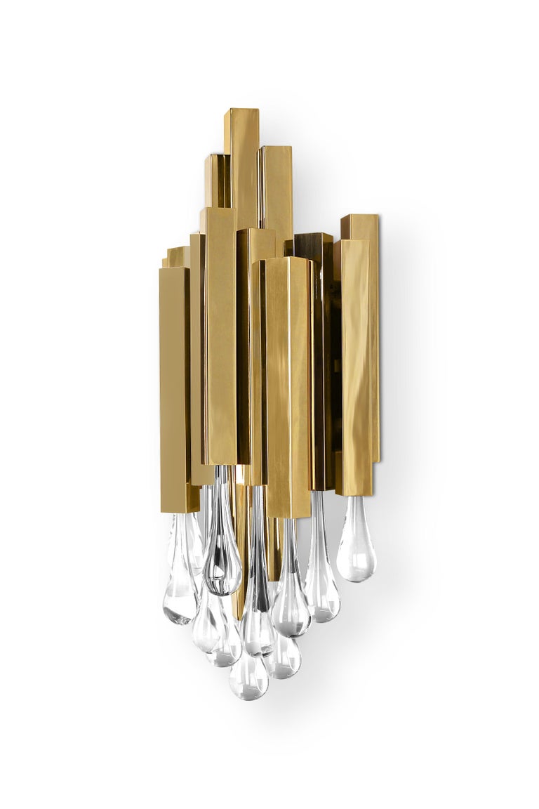 Trump Wall Light in Gold-Plated Brass and Crystal Glass Details For ...