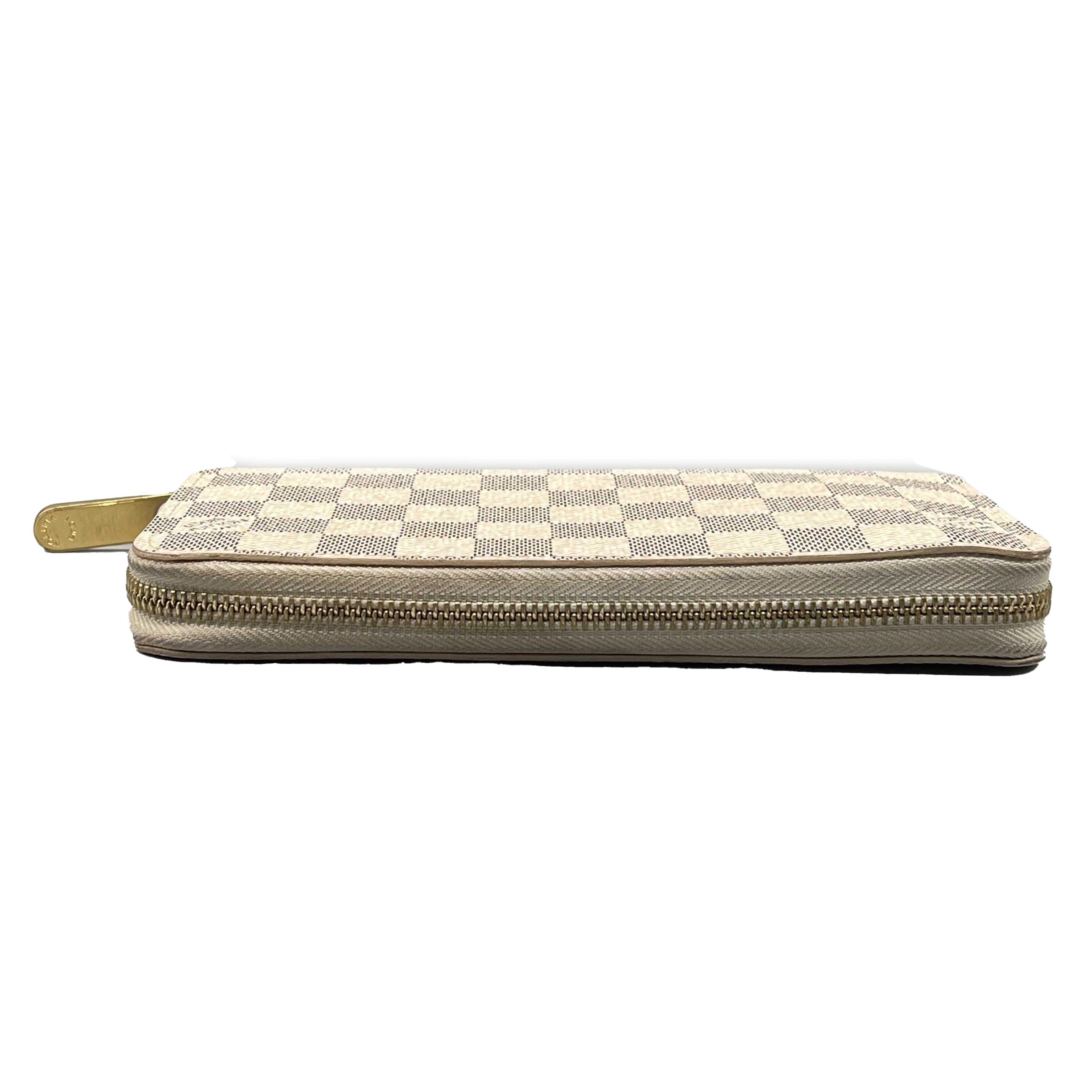 LV Louis Vuitton Zippy Wallet Canvas / Leather Damier Azur / Gold at ...