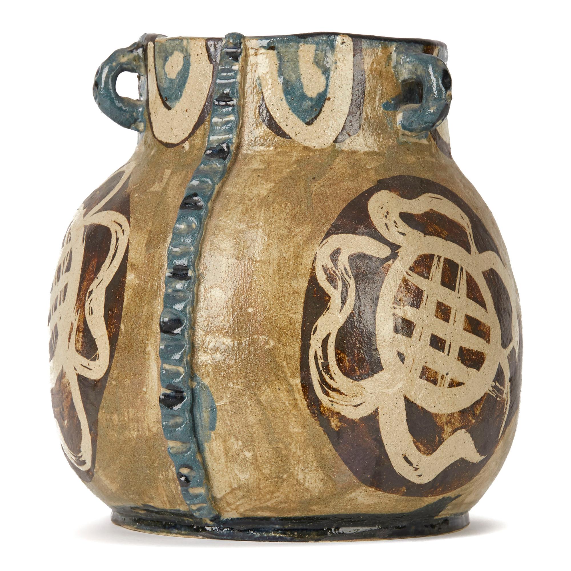 Lydia Corbett Studio Art Pottery Three Handled Vase 20th C at 1stDibs ...