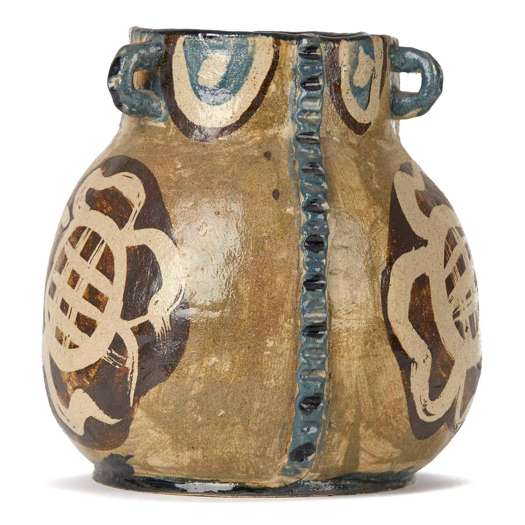 Lydia Corbett Studio Art Pottery Three Handled Vase 20th C at 1stDibs ...