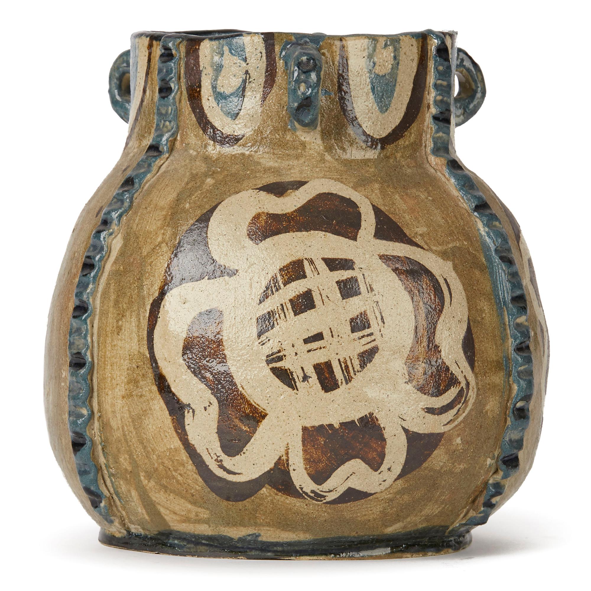 Lydia Corbett Studio Art Pottery Three Handled Vase 20th C at 1stDibs ...