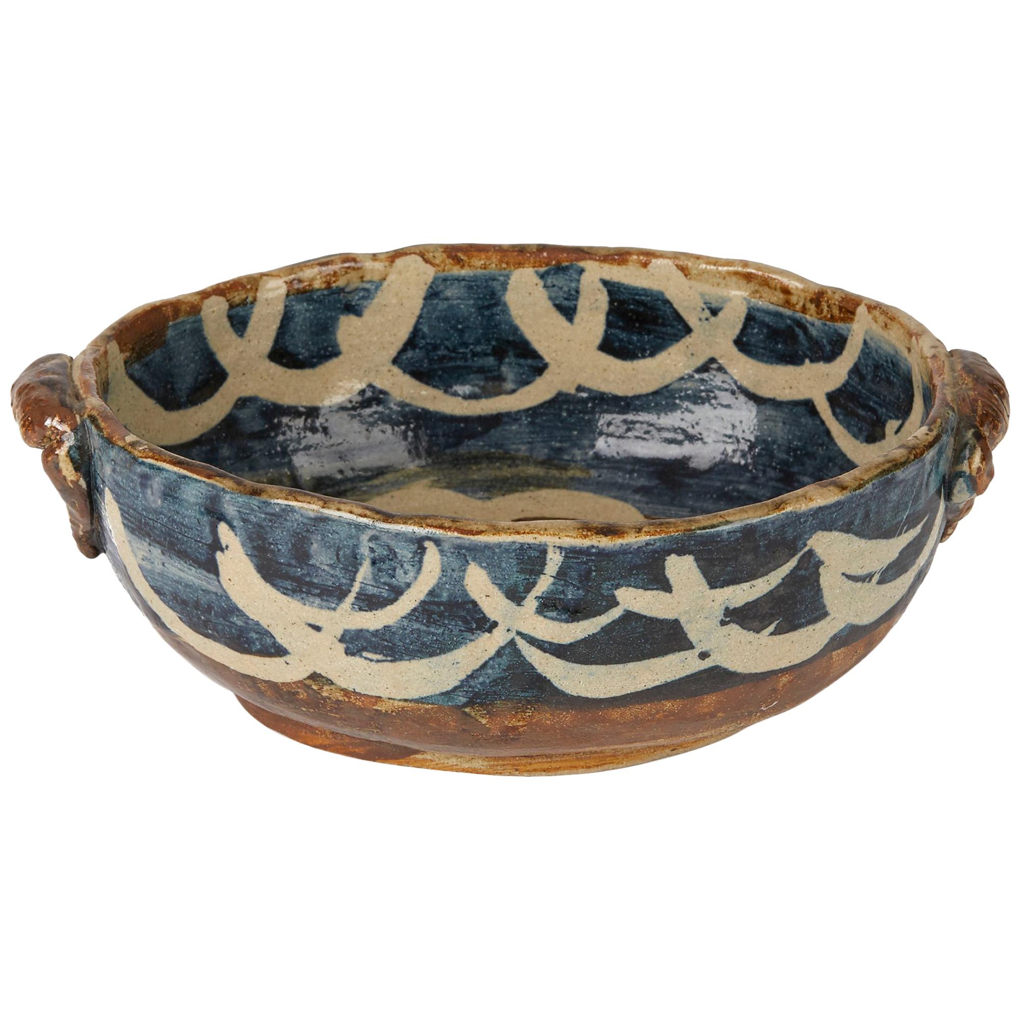 Lydia Corbett Studio Art Pottery Twin Handled Bowl, 20th Century at 1stDibs