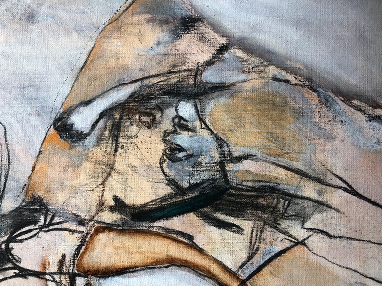 Lydia Janssen - Spotlight Two, abstracted figures, mixed media earth ...