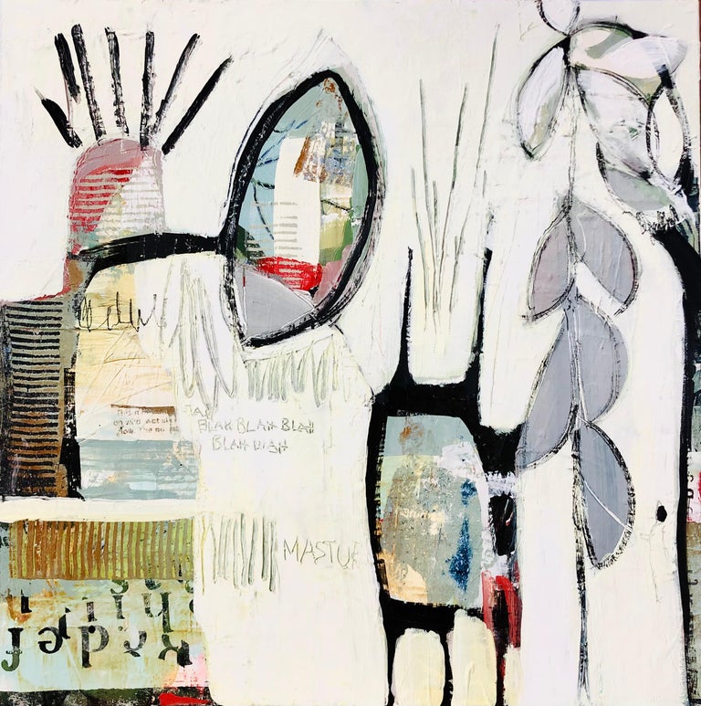 Lynette Reed - Original Abstract Acrylic on Canvas Mixed Media Grey ...