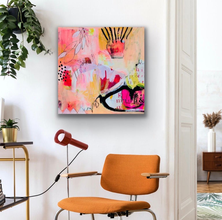 Lynette Reed - Original Abstract Acrylic Orange Pink Yellow Painting ...