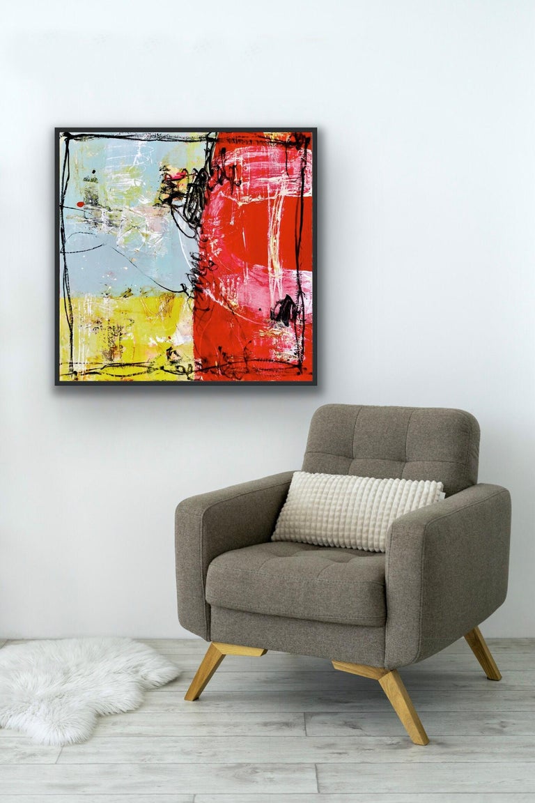 Lynette Reed - Original Abstract Acrylic Painting on Canvas Red Blue ...