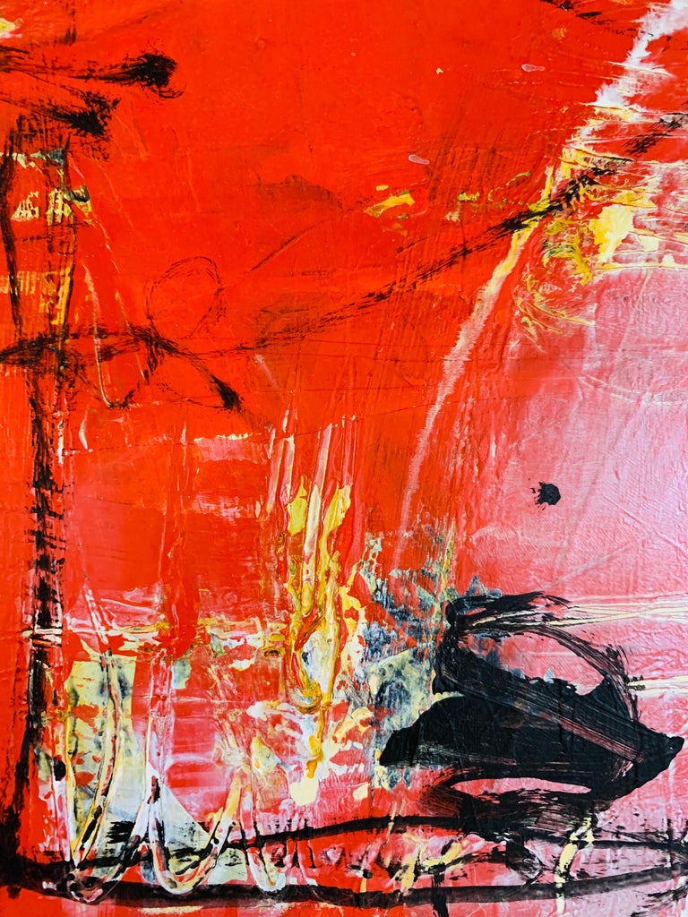 Lynette Reed - Original Abstract Acrylic Painting on Canvas Red Blue ...