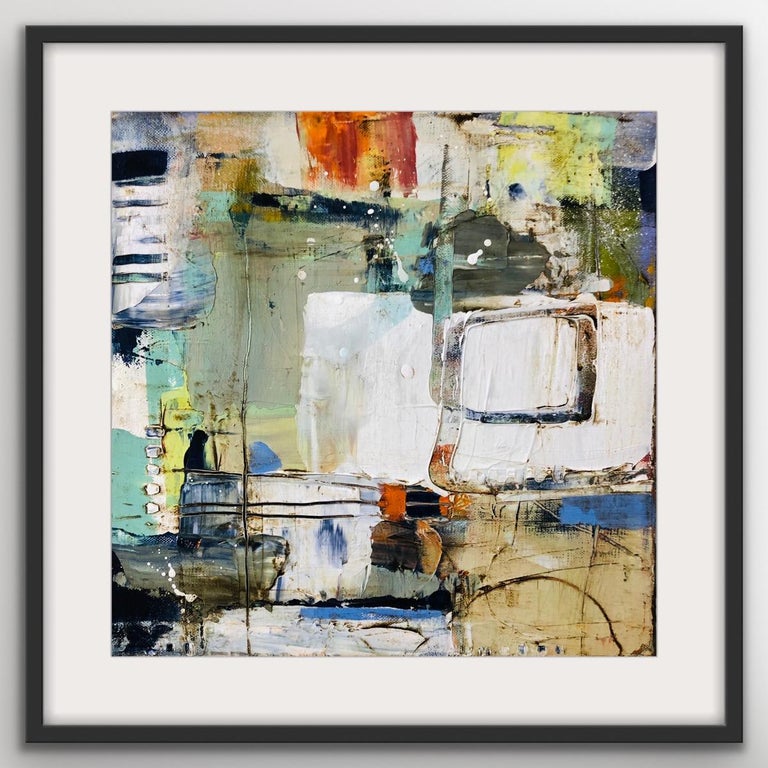 Lynette Reed - Original Abstract Acrylic Painting on Linen Green Orange ...