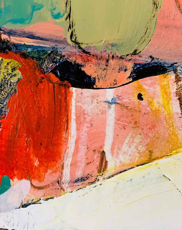 Lynette Reed - Original Abstract Acrylic Painting on Linen Green Orange ...