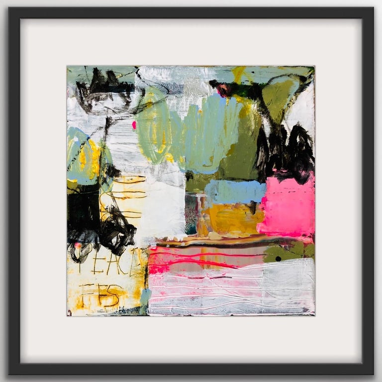 Lynette Reed - Original Abstract Acrylic Painting on Linen Peace Pink ...