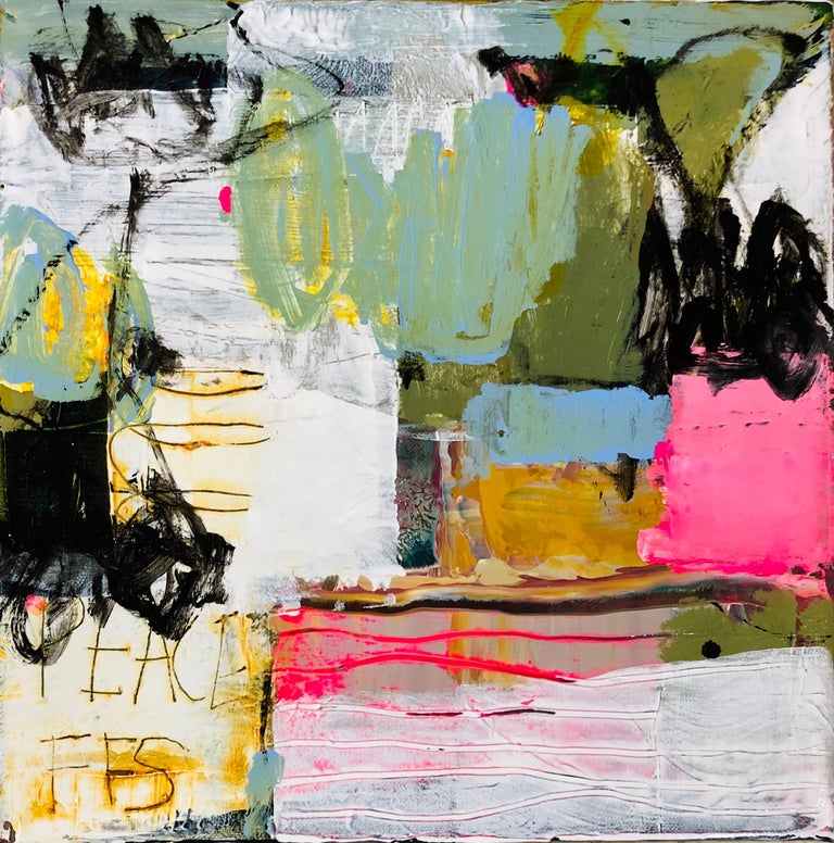 Lynette Reed - Original Abstract Acrylic Painting on Linen Peace Pink ...