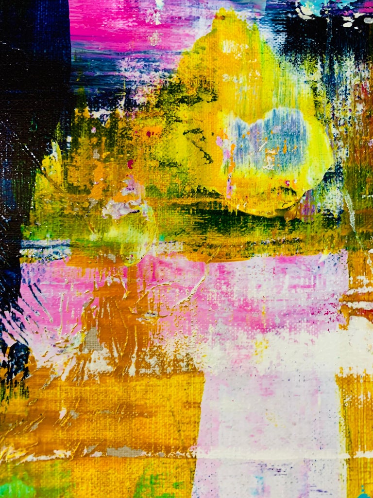 Lynette Reed - Original Abstract Acrylic Painting on Linen Pink Yellow ...