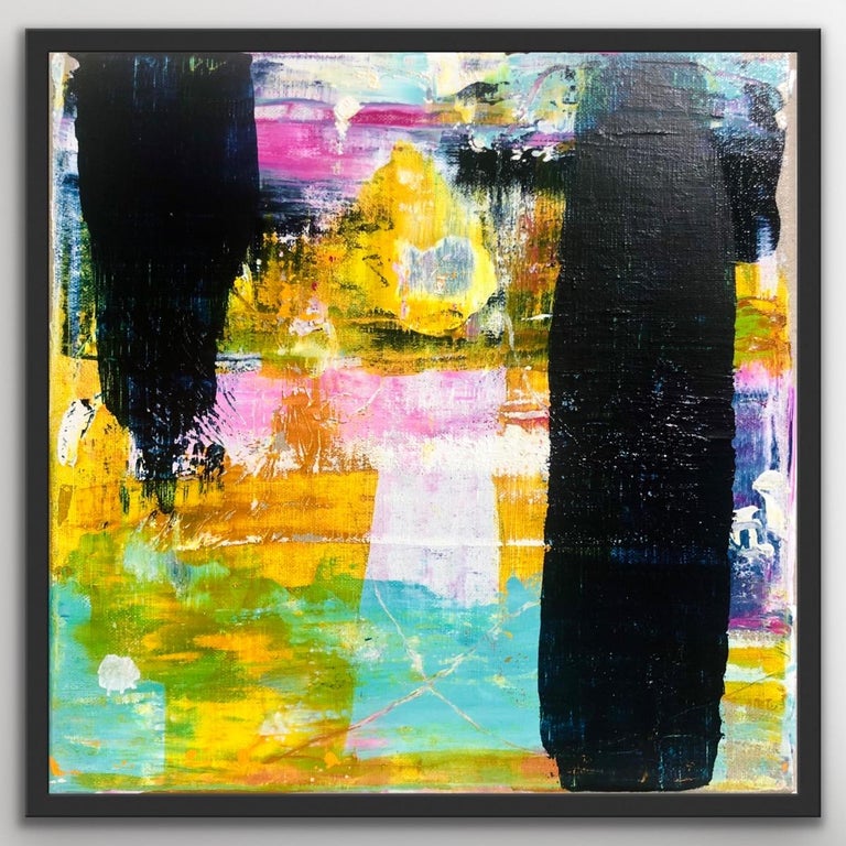 Lynette Reed - Original Abstract Acrylic Painting on Linen Pink Yellow ...