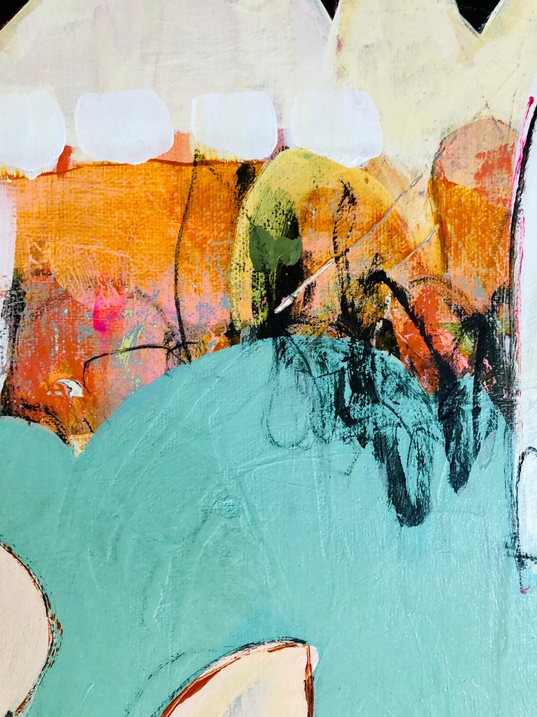 Lynette Reed - Vine Flower Turquoise Blue Orange Original Abstract ...