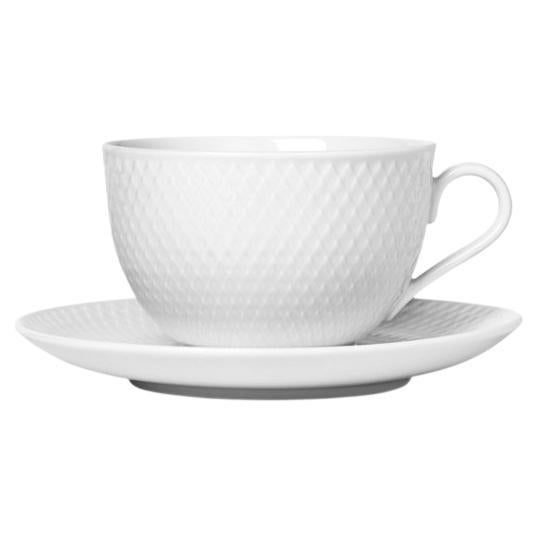 Rhombe Tea Cup with Matching Saucer, White, 8.1 Oz For Sale at 1stDibs