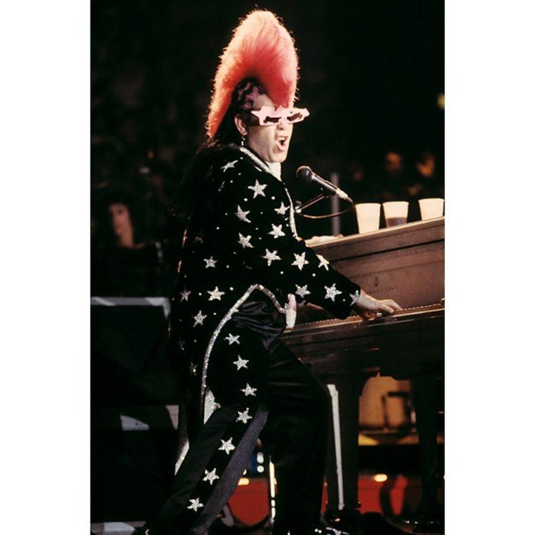 Lynn Goldsmith - Elton John Pink Mohawk at Piano 1980 For Sale at 1stDibs