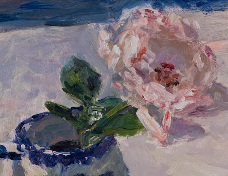 Lynne Cartlidge - Rose in a Greek Mug Oil on Board Painting by Lynne ...